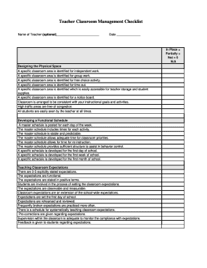 Fillable Online usm maine Teacher Classroom Management Checklist Fax ...