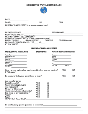 Fillable Online usm maine CONFIDENTIAL TRAVEL QUESTIONNAIRE - usm maine ...