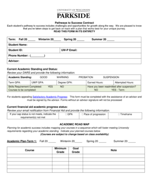 Fillable Online uwp Pathways to Success Contract Each students pathway ...
