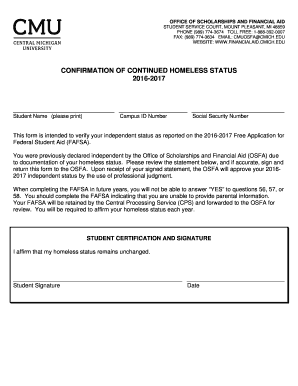 Fillable Online cmich CONFIRMATION OF CONTINUED HOMELESS STATUS Fax ...