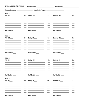 Fillable Online carroll 4 YEAR PLAN OF STUDY Student Name Student ID Fax Email Print - pdfFiller