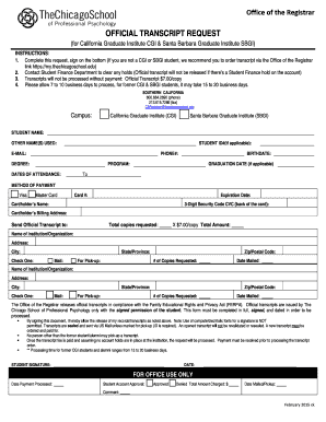 Fillable Online OFFICIAL TRANSCRIPT REQUEST - mythechicagoschooledu Fax Email Print - pdfFiller