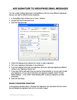 Fillable Online ADD SIGNATURE TO GROUPWISE EMAIL MESSAGES Fax Email ...