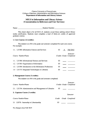Fillable Online clarion Department of Information and Library Science ...