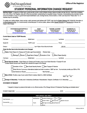 Fillable Online STUDENT PERSONAL INFORMATION CHANGE REQUEST Fax Email Print - pdfFiller