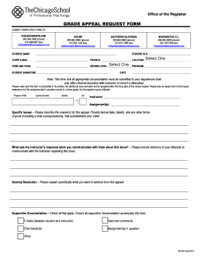 Fillable Online GRADE APPEAL REQUEST FORM - The Chicago School of Fax ...
