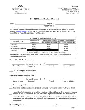 Fillable Online 2015-2016 Loan Adjustment Request Fax Email Print ...