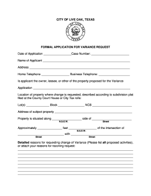 Fillable Online GUIDE FOR VARIANCE APPLICATION Fax Email Print - pdfFiller