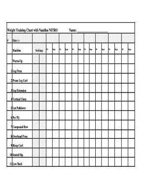 Fillable Online Weight Training Chart with Nautilus NITRO Fax Email ...