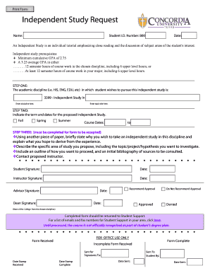 Fillable Online concordia Independent Study Request - Concordia ...