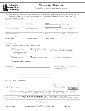 Fillable Online ciu PLEASE NOTE THAT ON AUGUST 1 2013 TRANSCRIPT PRICES ...