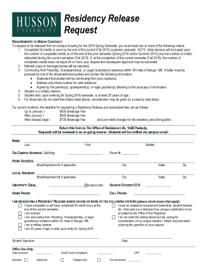 Fillable Online husson Residency Release Fax Email Print - pdfFiller