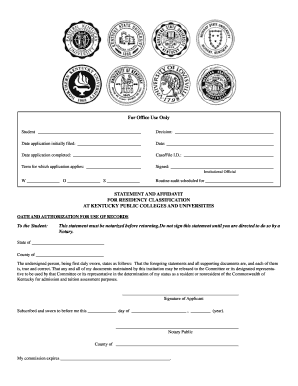 Fillable Online kysu STATEMENT AND AFFIDAVIT FOR RESIDENCY CLASSIFICATION AT Fax Email Print ...