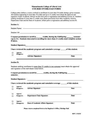 Fillable Online mcla College policy defines a course overload as ...