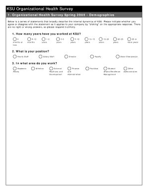 Fillable Online kysu KSU Organizational Health Survey - kysuedu Fax ...