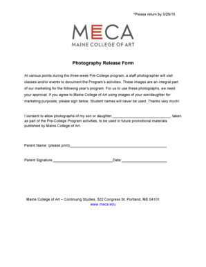 Fillable Online meca Photography Release Form - Maine College of Art - meca Fax Email Print ...