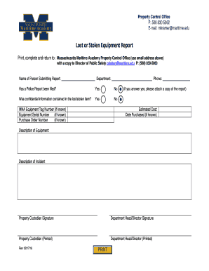 Fillable Online maritime Lost or Stolen Equipment Report - maritimeedu ...