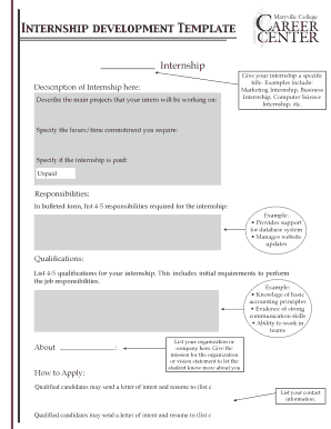Fillable Online Internship Development Template BLANK Fax Email Print ...
