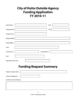 Fillable Online City of Hutto Outside Agency Funding Application Fax ...