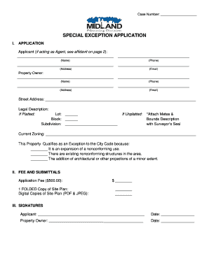 Fillable Online midlandtexas SPECIAL EXCEPTION APPLICATION - Midland Texas Fax Email Print ...