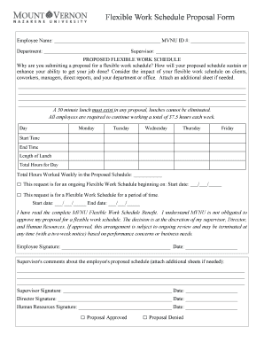 Fillable Online Flexible Work Schedule Proposal Form Fax Email Print ...