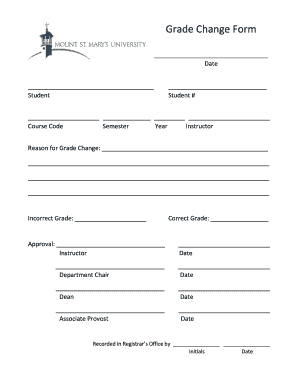 Fillable Online msmary Grade Change Form - Emmitsburg Maryland Fax ...