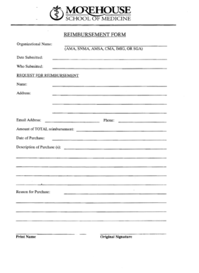 Fillable Online msmintra msm REIMBURSEMENT FORM - msmintramsmedu ...