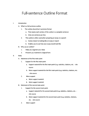 Fillable Online Full-sentence Outline Format Fax Email Print - pdfFiller