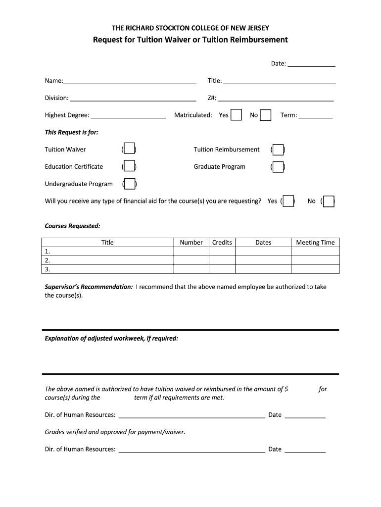 Fillable Online intraweb stockton EMPLOYEE TUITION ASSISTANCE PROGRAM ...