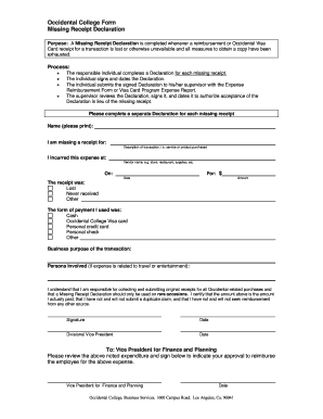 Fillable Online oxy Occidental College Form - oxyedu Fax Email Print - pdfFiller