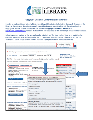 Fillable Online Copyright Clearance Center Instructions for Use Fax ...