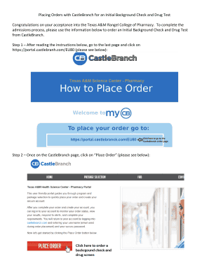 Fillable Online Placing Orders with CastleBranch for an Initial ...