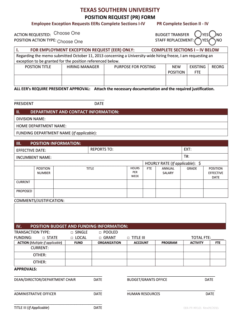 Fillable Online POSITIONREQUEST(PR)FORM Fax Email Print - pdfFiller