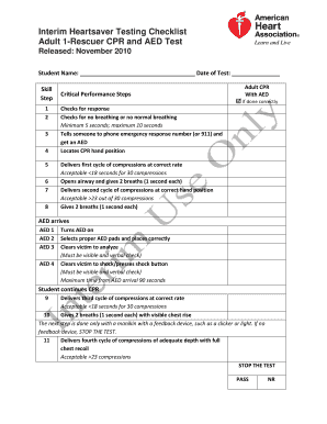 Fillable Online usuhs Interim Heartsaver Testing Checklist Adult 1 ...