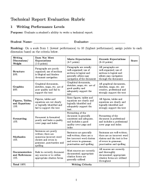 Fillable Online Technical Report Evaluation Rubric Fax Email Print - pdfFiller