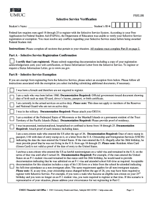 Fillable Online umuc Selective Service Verification - umucedu Fax Email ...