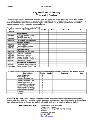 Fillable Online Virginia State University Transcript Review - VSU ...
