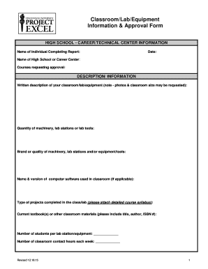 Fillable Online vinu ClassroomLabEquipment Information Approval Form ...