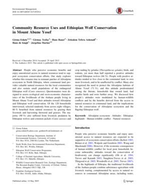 Fillable Online rufford Community Resource Uses and Ethiopian Wolf ...