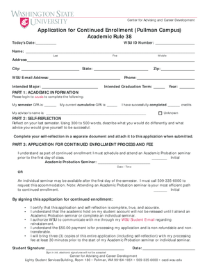 Fillable Online cacd wsu Application for Continued Enrollment Pullman ...
