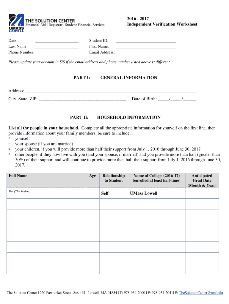 Fillable Online uml PART I GENERAL INFORMATION - umledu Fax Email Print ...
