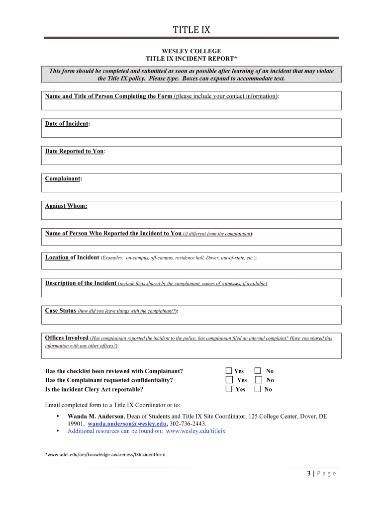 Fillable Online wesley TITLE IX WEBPAGE LAYOUT2015docx Fax Email Print ...