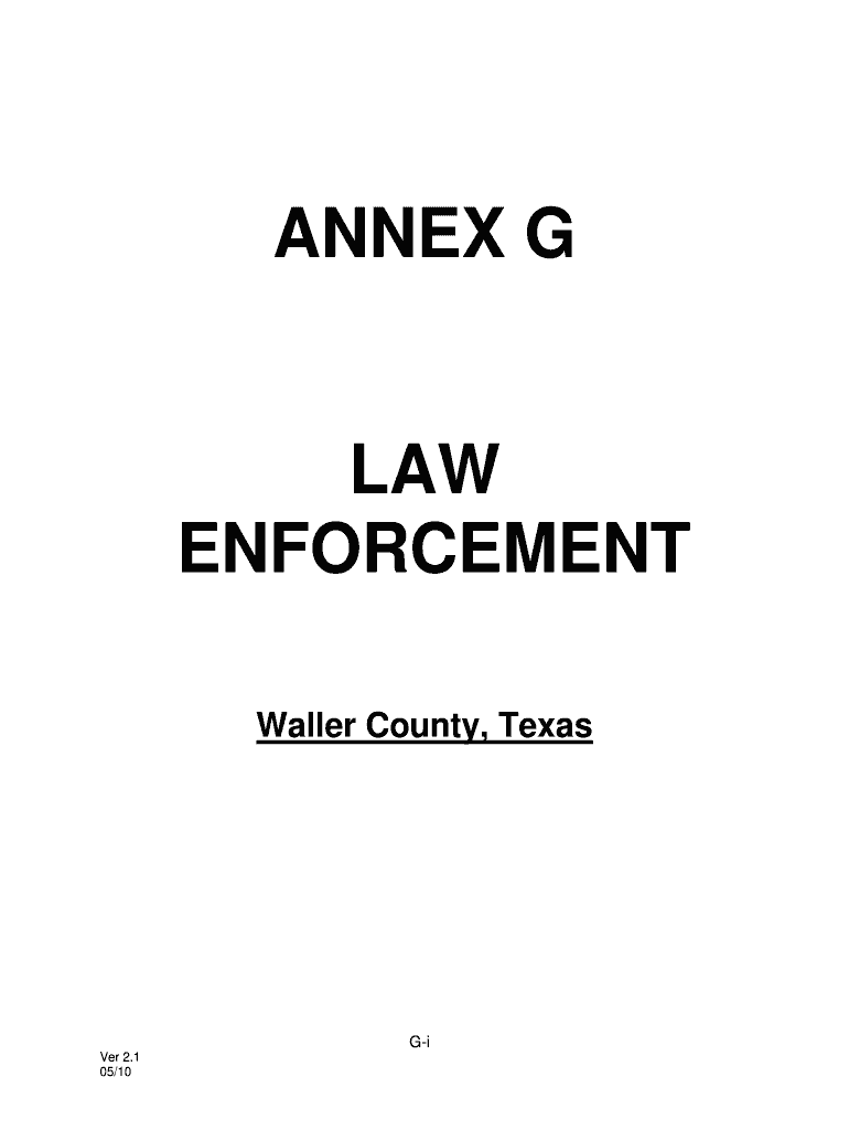 Fillable Online prairieviewtexas Annex G - Law Enforcement Fax Email ...
