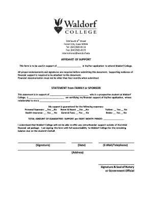 Fillable Online AFFIDAVIT OF SUPPORT STATEMENT from FAMILY or SPONSOR ...