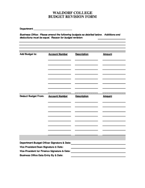 Fillable Online WALDORF COLLEGE BUDGET REVISION FORM Fax Email Print ...