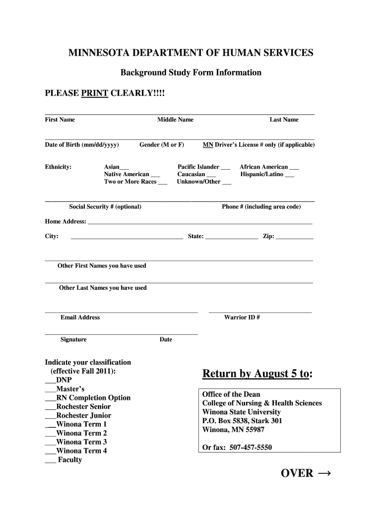 Fillable Online winona MN Drivers License # only (if applicable ...