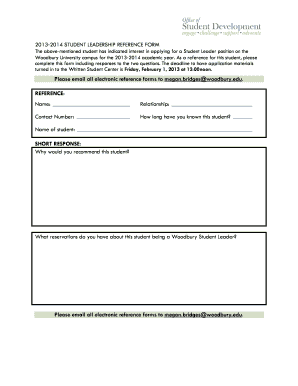 Fillable Online Please email all electronic reference forms to megan ...