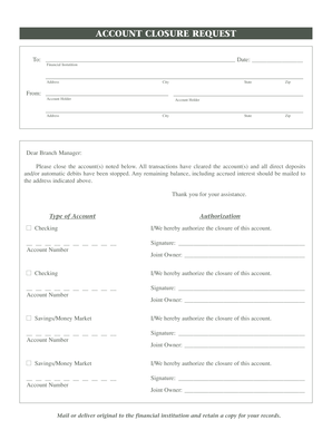 Fillable Online ACCOUNT CLOSURE REQUEST - thebankofglenburniecom Fax ...