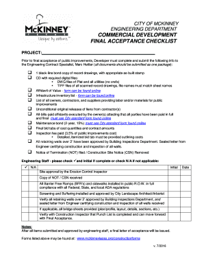 Fillable Online FINAL ACCEPTANCE CHECKLIST Fax Email Print - pdfFiller