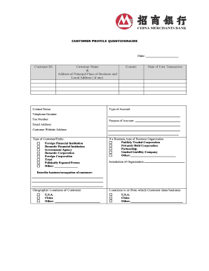Fillable Online Customer Profile Questionnaire Fax Email Print - pdfFiller